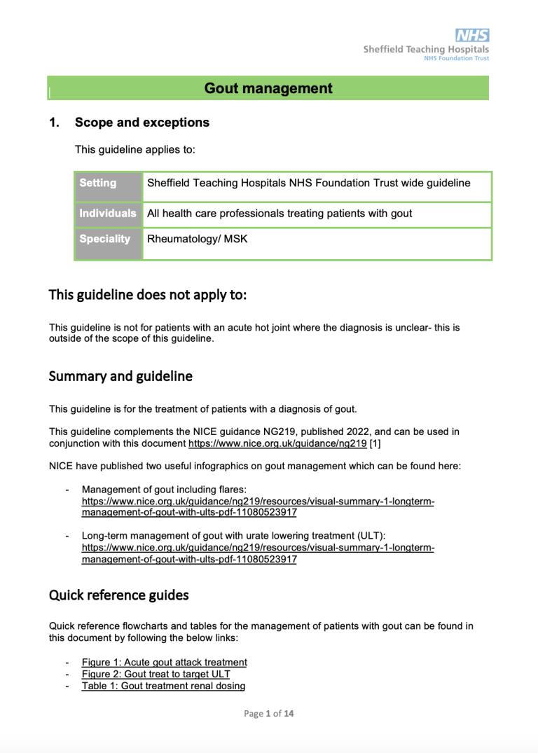 Gout/CPPD pathway - Sheffield Aches and Pains - Professionals